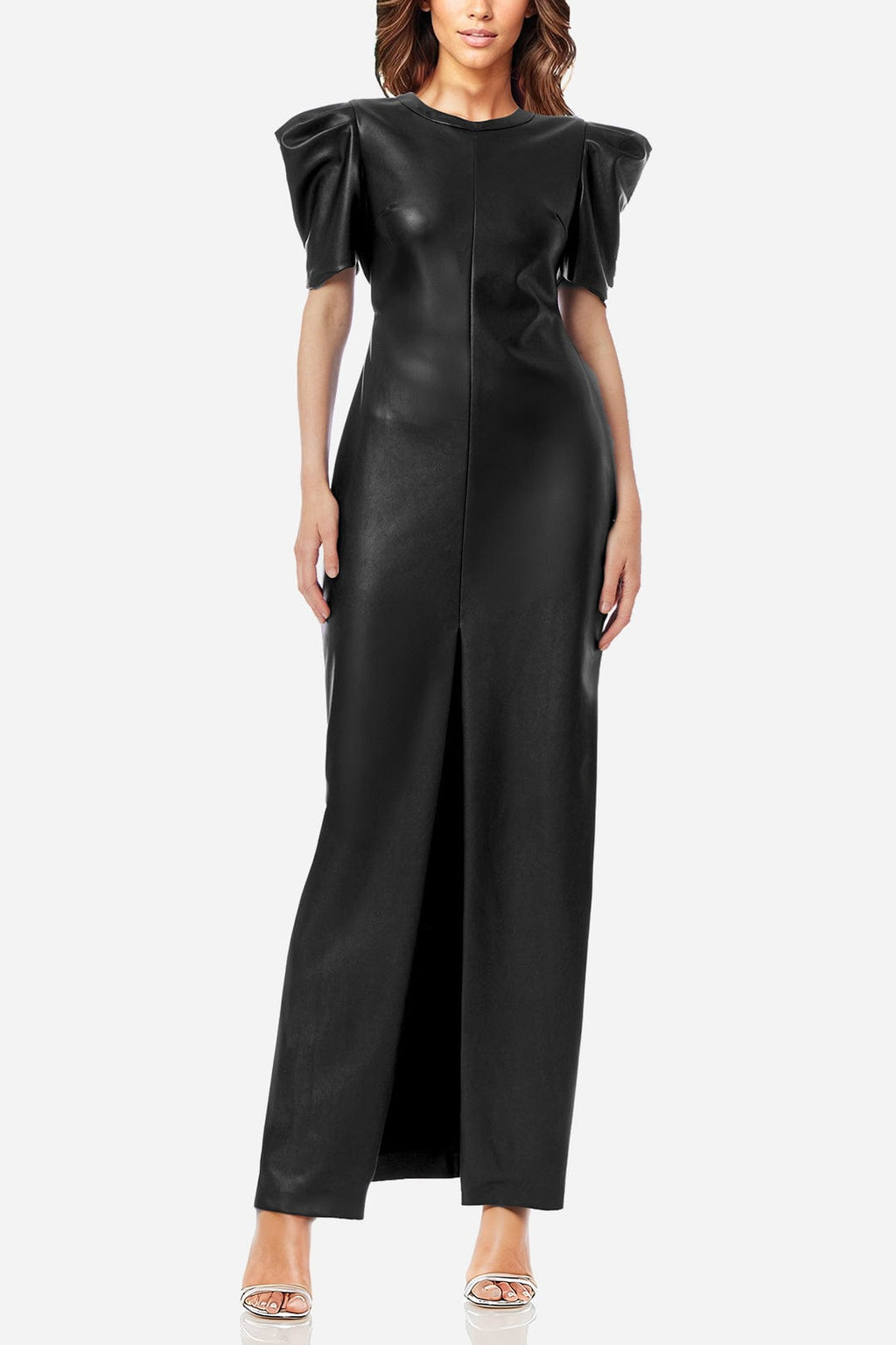 ONE33 Social | The Toby | Black Vegan Leather Maxi Dress | Slit Hem ...